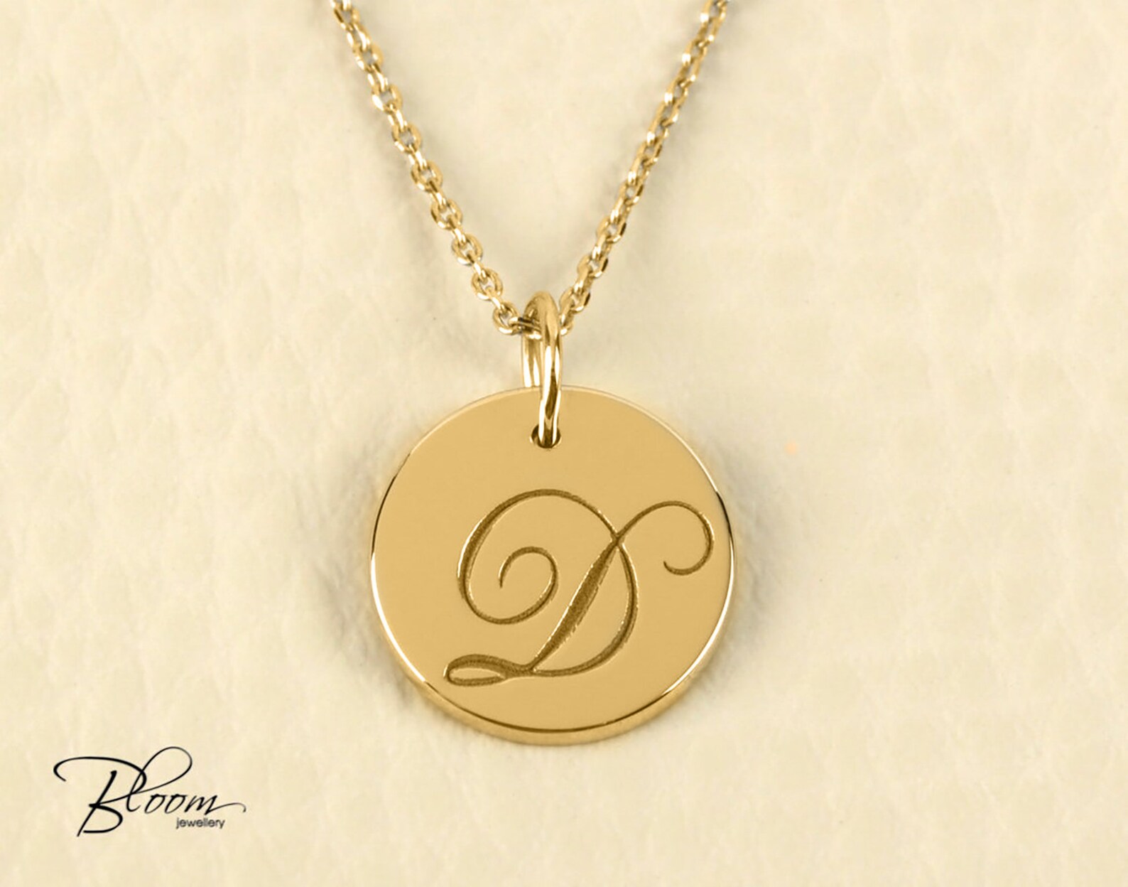 Monogram Disc Necklace 14K Personalized Jewelry Bloomdiamonds - Etsy