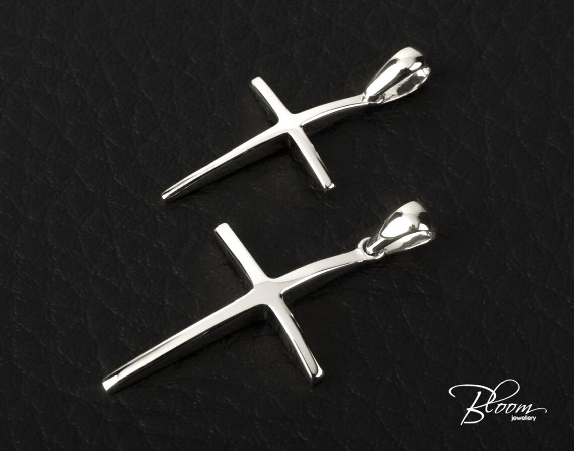 Mother and Daughter Matching Cross Pendants 14K Rose Gold Solid ...