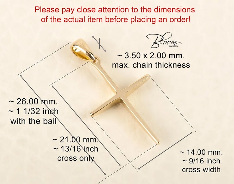 14K Solid Gold Cross Pendant - Minimalist Necklace for Women - Etsy UK