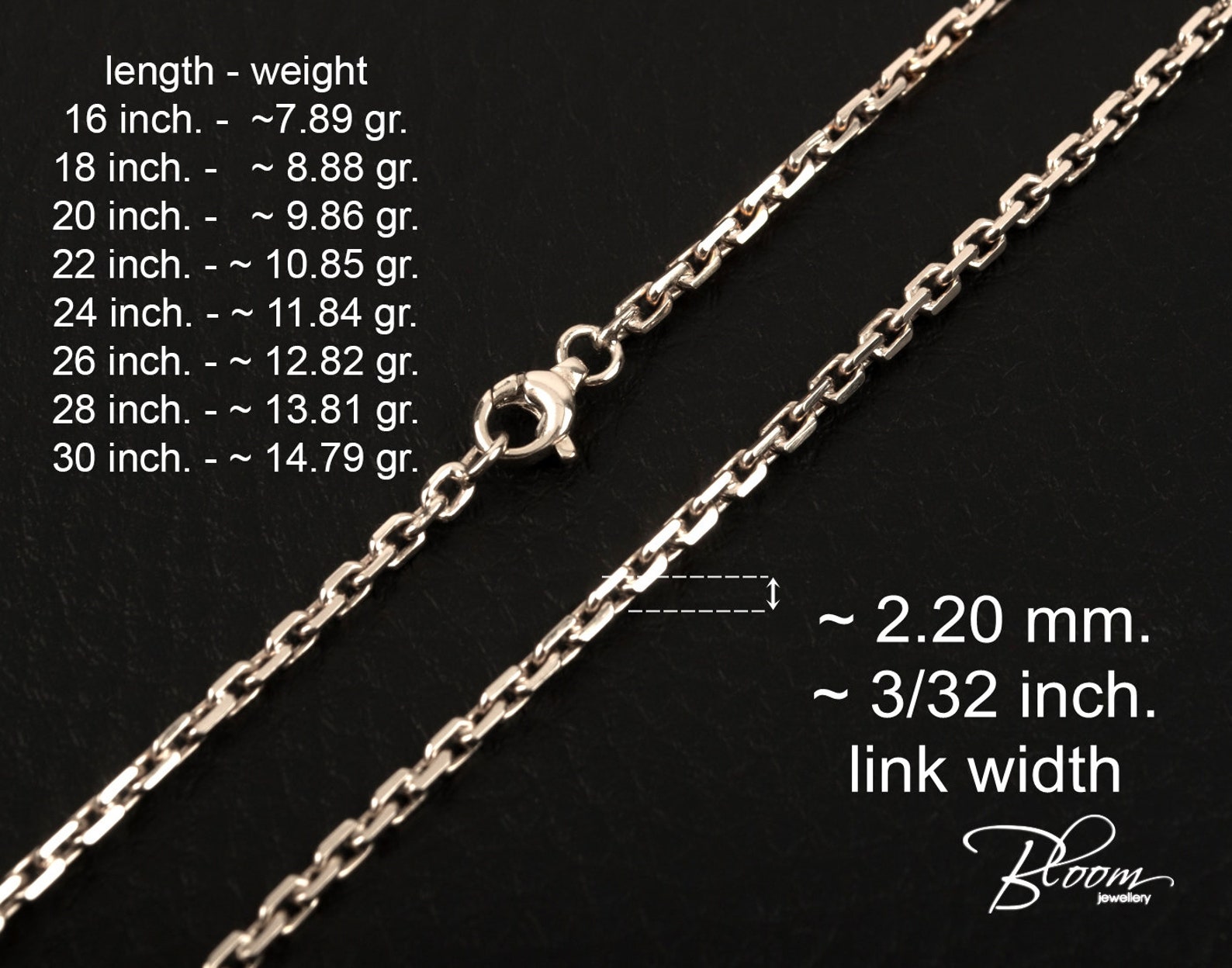 Heavy Duty White Gold Chain 14K Solid White Gold Necklace for Men ...