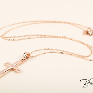 Rose Gold Cross Necklace 14K Gold Cross Pendant Personalized Cross ...