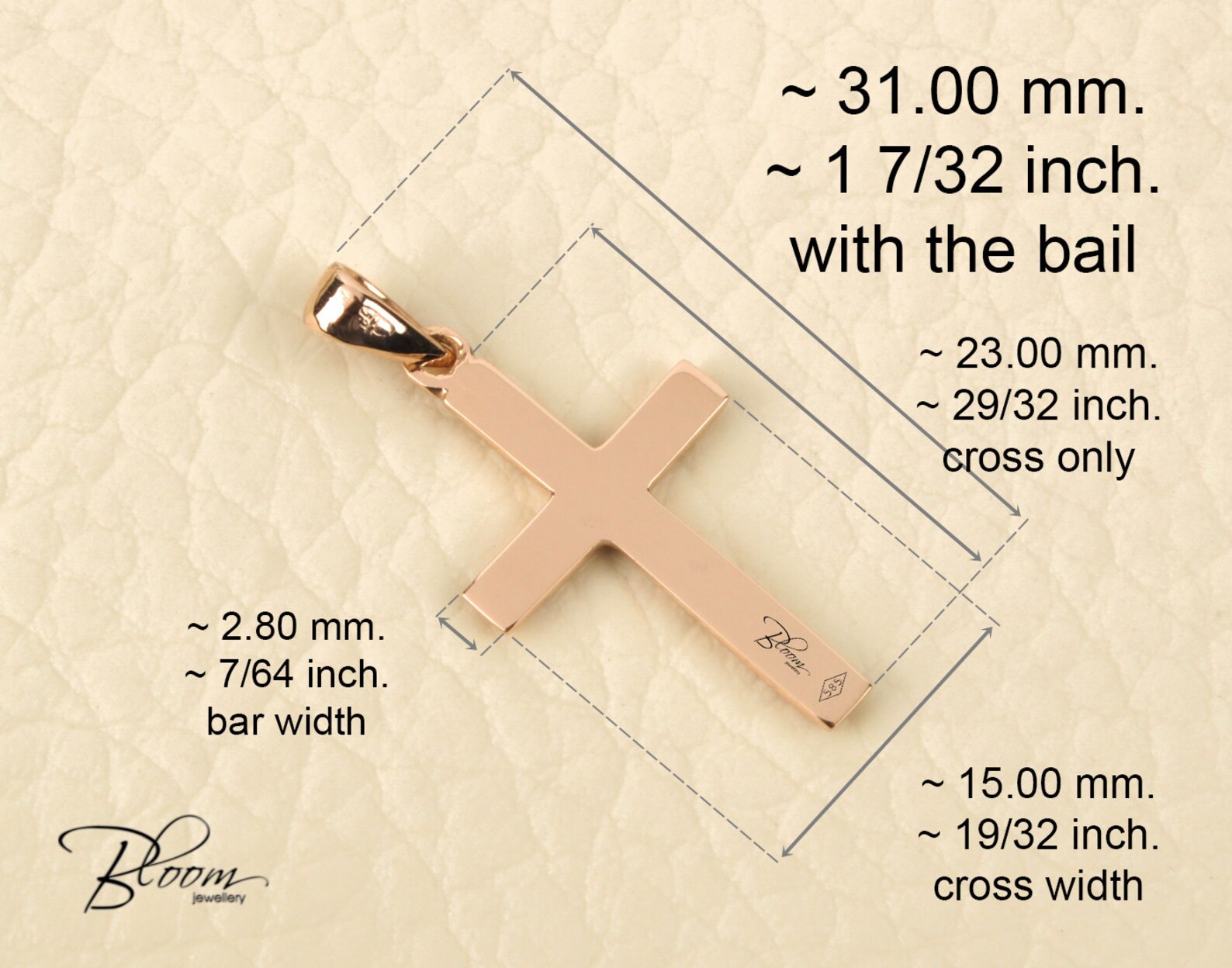 14K Solid Rose Gold Cross Pendant Unisex Custom Gift - Etsy
