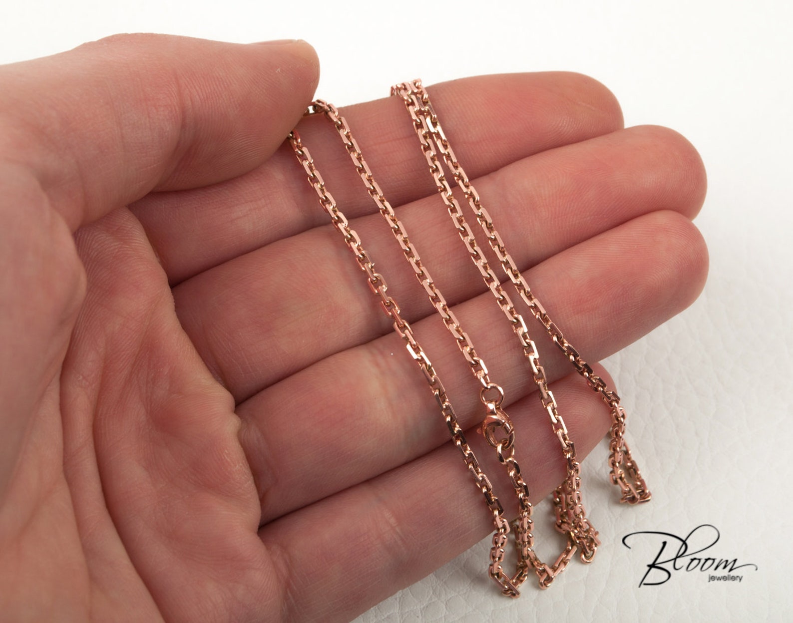 Rose Gold Chain Necklace 14K Solid Rose Gold Necklace Anchor | Etsy