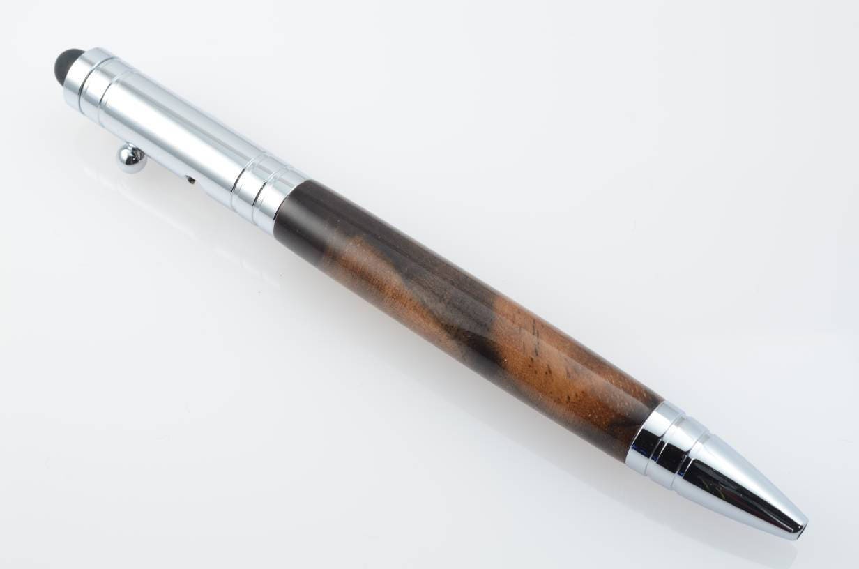 Claro Walnut Burl Bolt Action Tec-Pen with Stylus Tip in Gunmetal ...