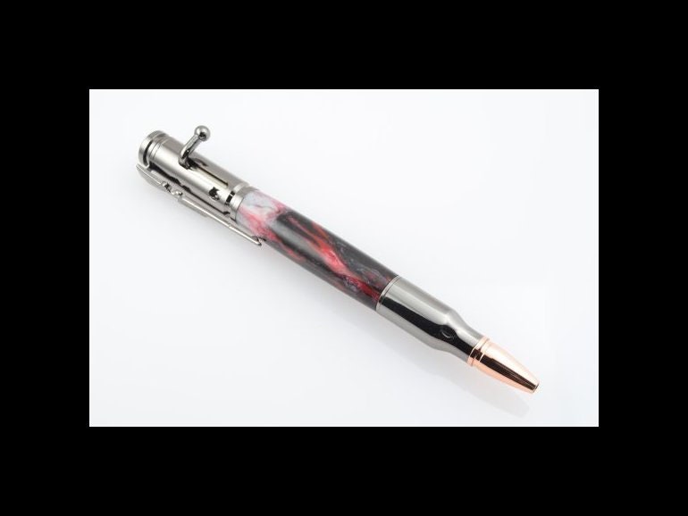 Bolt Action 30Cal Bullet Pen with Rifle Clip in Gunmetal, black, red ...