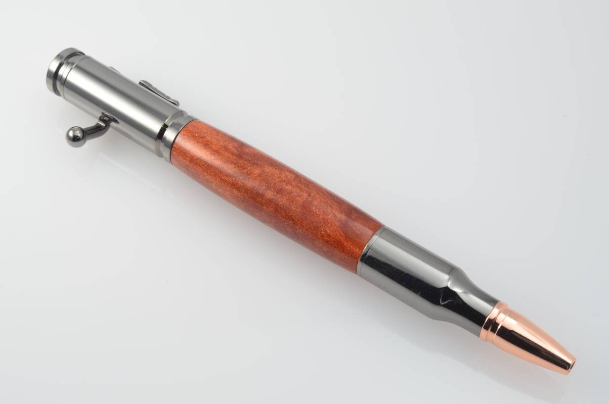 Bolt Action 30Cal Bullet Pen with Rifle Clip in Gunmetal, hunter gift ...