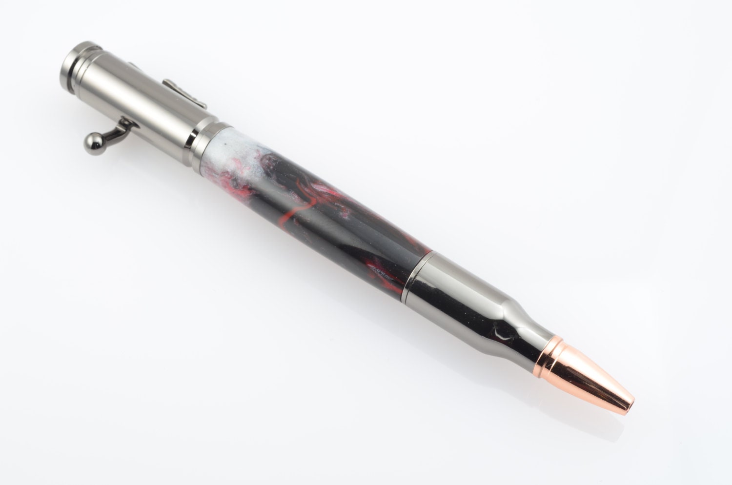 Bolt Action 30Cal Bullet Pen with Rifle Clip in Gunmetal, black, red ...