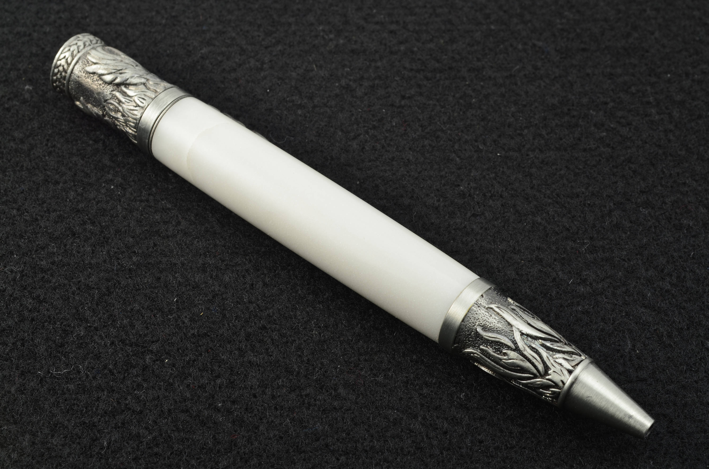 Antique Pewter Phoenix Ballpoint Pen in Pearl White, Writing Pen, Ink ...