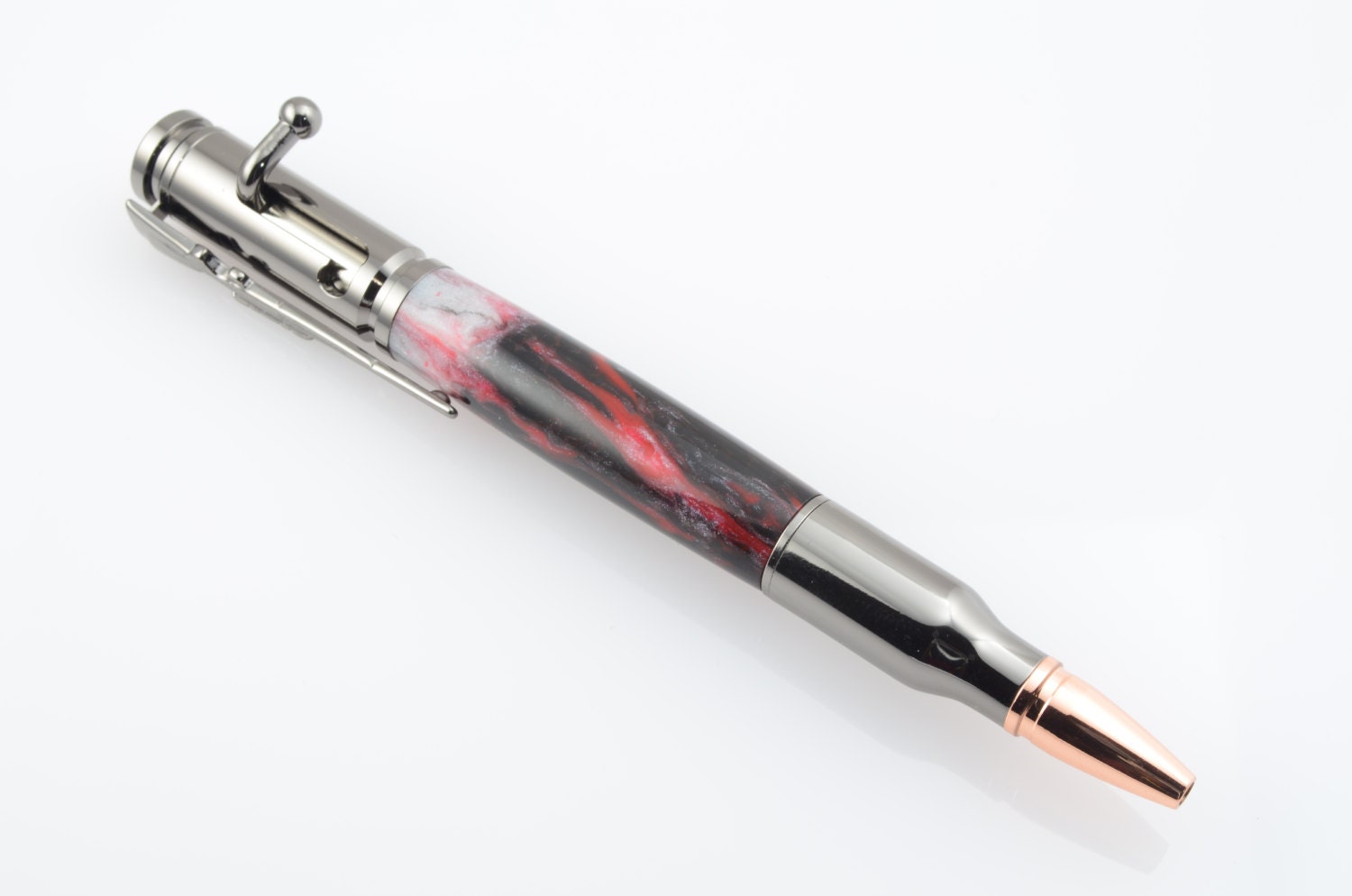 Bolt Action 30Cal Bullet Pen with Rifle Clip in Gunmetal, black, red ...