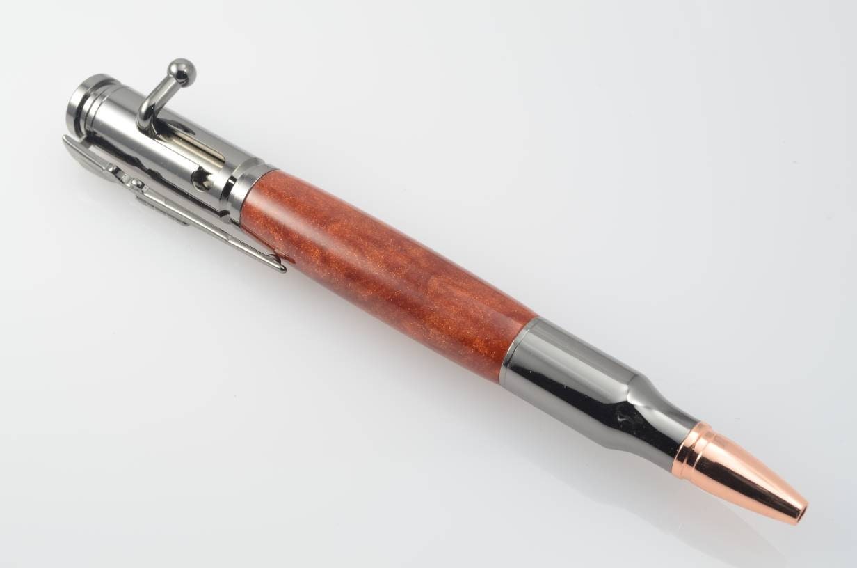 Bolt Action 30Cal Bullet Pen with Rifle Clip in Gunmetal, hunter gift ...