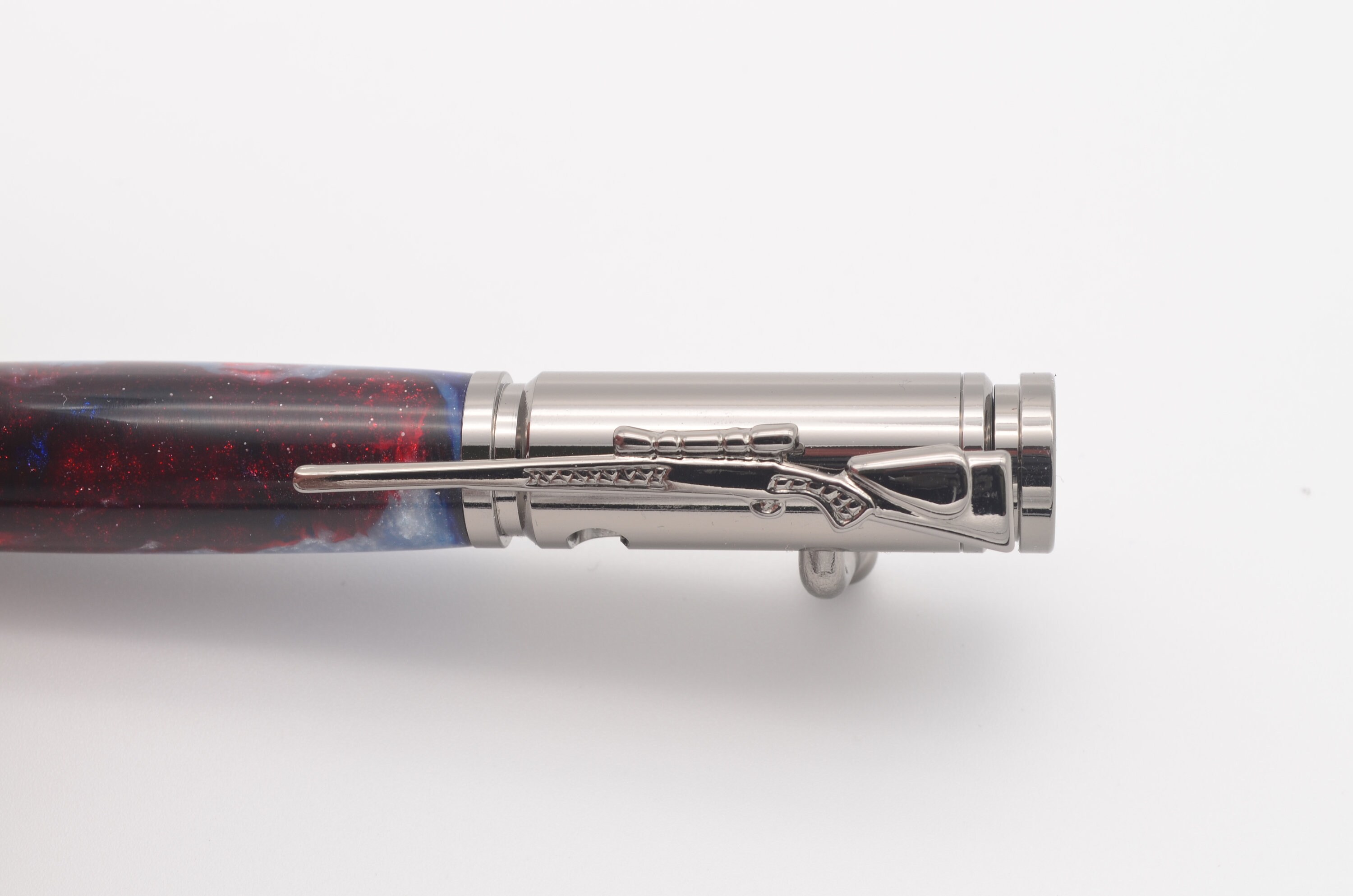 Bolt Action 30Cal Bullet Pen with Rifle Clip in Gunmetal red, white ...