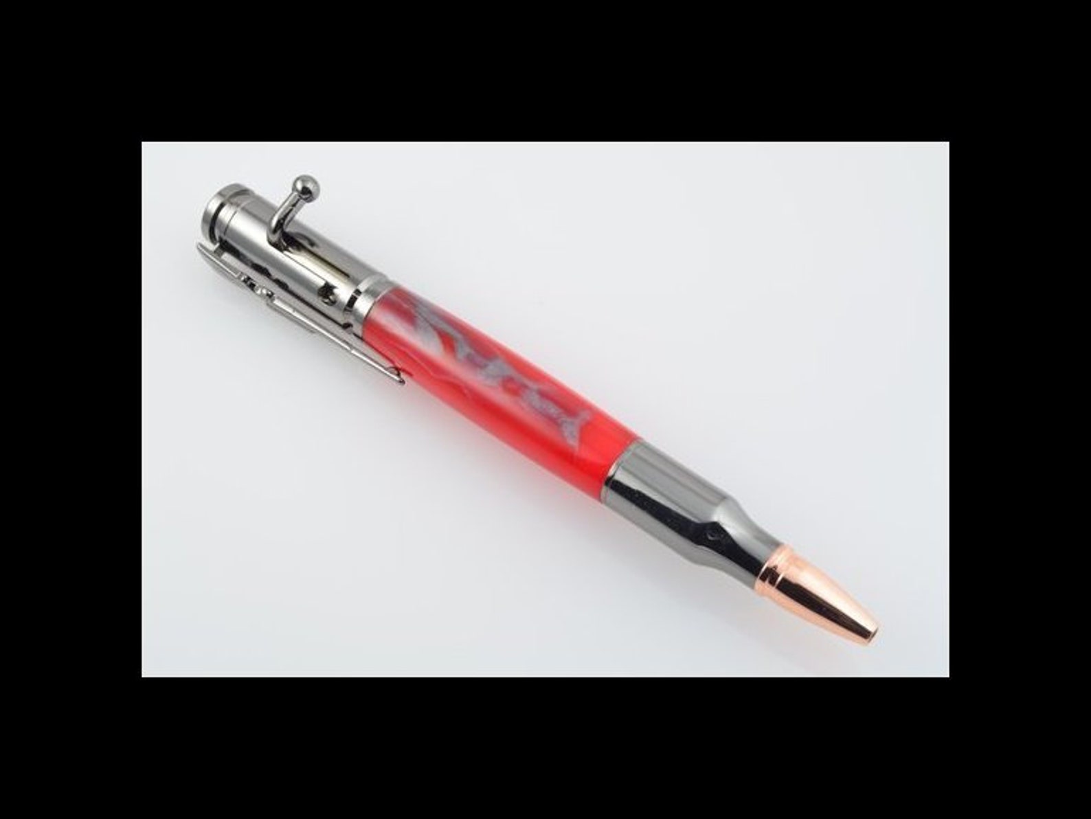 Bolt Action 30cal Bullet Pen With Rifle Clip in Gunmetal, Red and ...