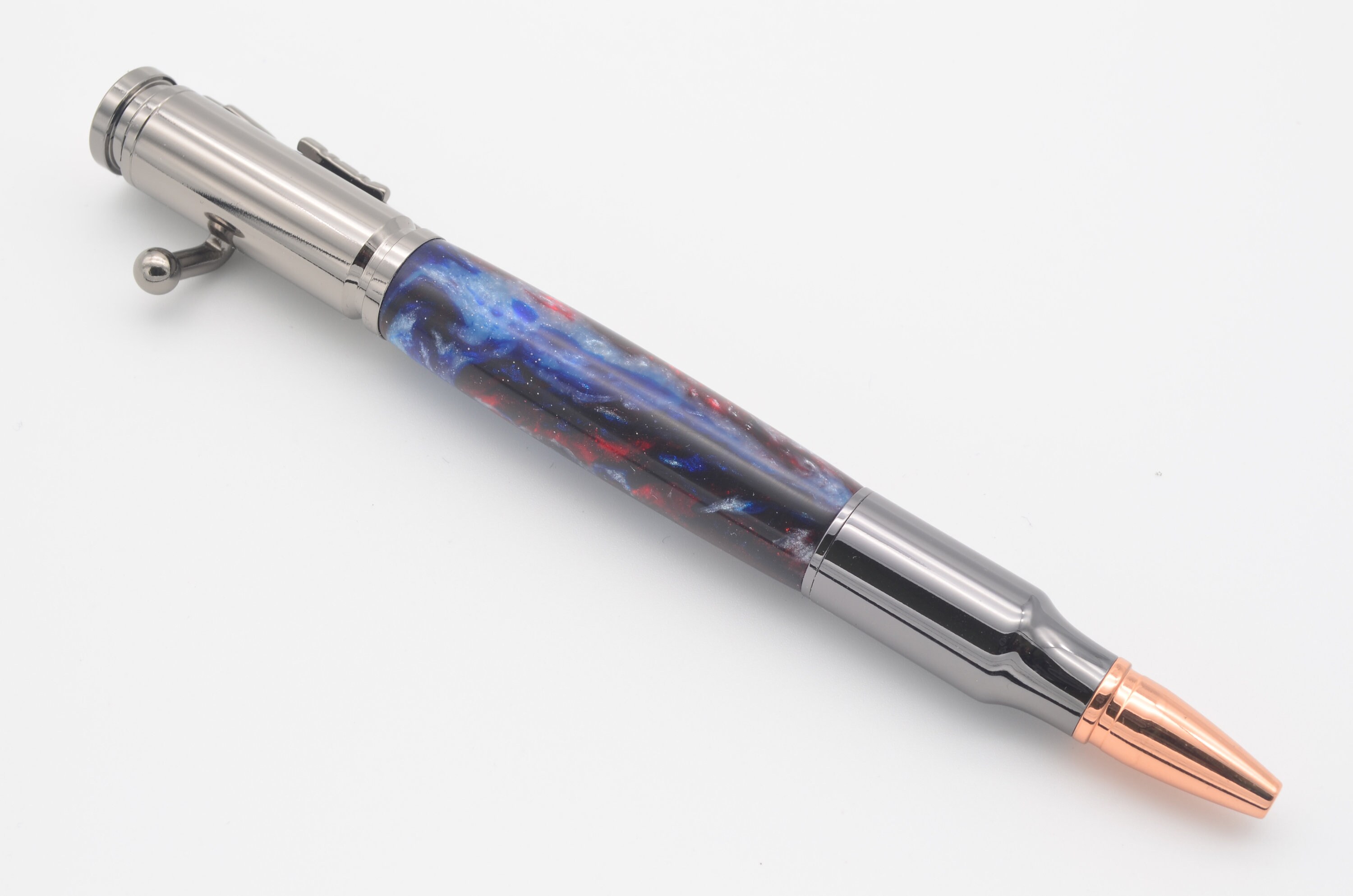 Bolt Action 30Cal Bullet Pen with Rifle Clip in Gunmetal red, white ...