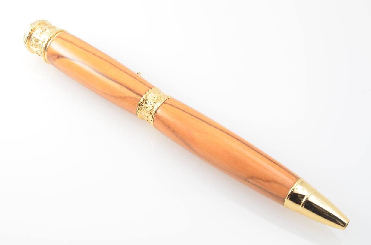 Faith, Hope, Love Pen in Bethlehem Olive Wood, 24kt Gold Ballpoint ...