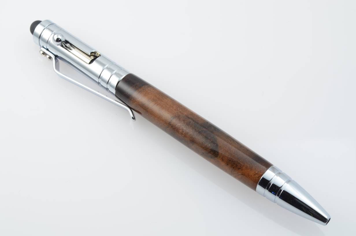 Claro Walnut Burl Bolt Action Tec-Pen with Stylus Tip in Gunmetal ...