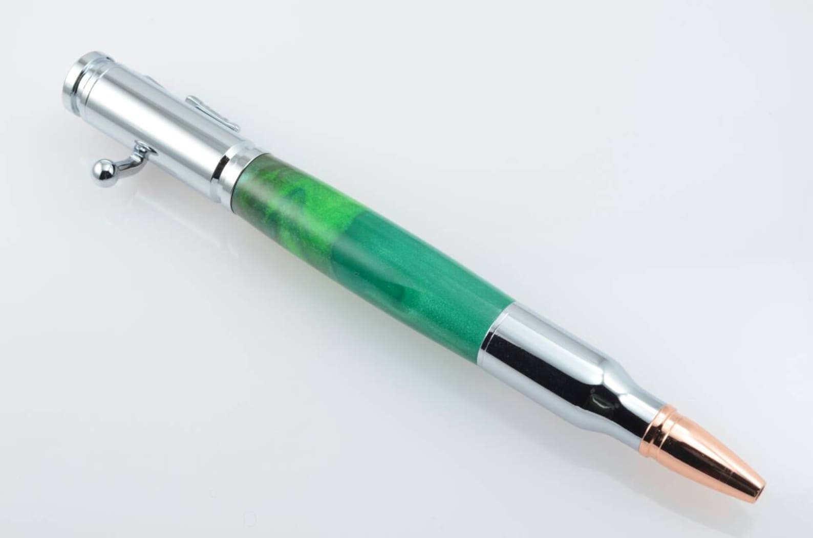 Bolt Action 30 Caliber Bullet Pen, Chrome Rifle Clip, Green Acrylic - Etsy