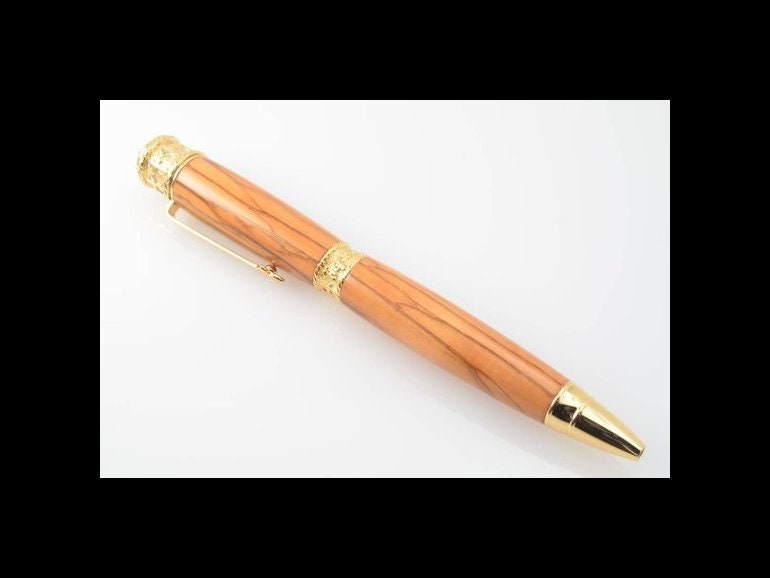 Faith, Hope, Love Pen in Bethlehem Olive Wood, 24kt Gold Ballpoint ...