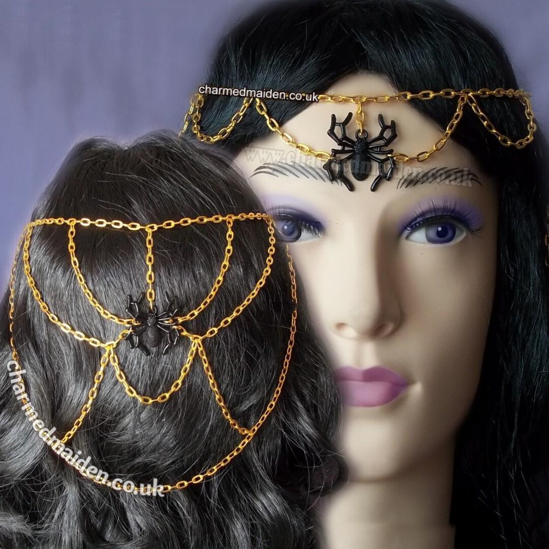 Spider Head Chain, Web Headpiece, Halloween Witch Headdress, Gothic ...