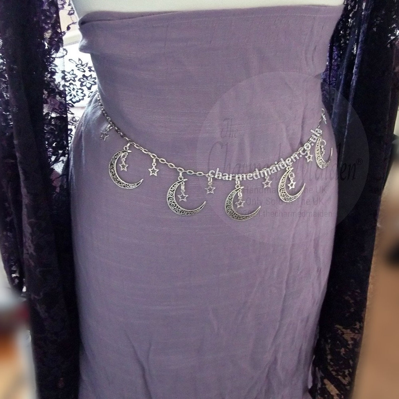 Silver Moon Belt, Witch Chain Belt, Gothic Style, Halloween Costume ...