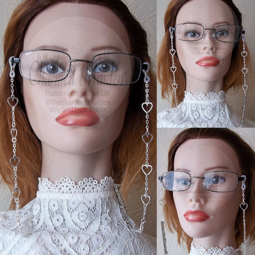 Heart Glasses Chain, Silver Plated Valentine Love Spectacles Sunglasses ...