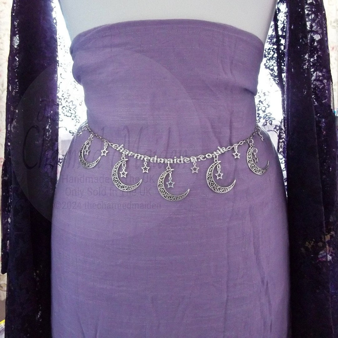 Silver Moon Belt, Witch Chain Belt, Gothic Style, Halloween Costume ...