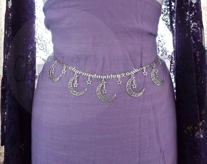 Silver Moon Belt, Witch Chain Belt, Gothic Style, Halloween Costume ...