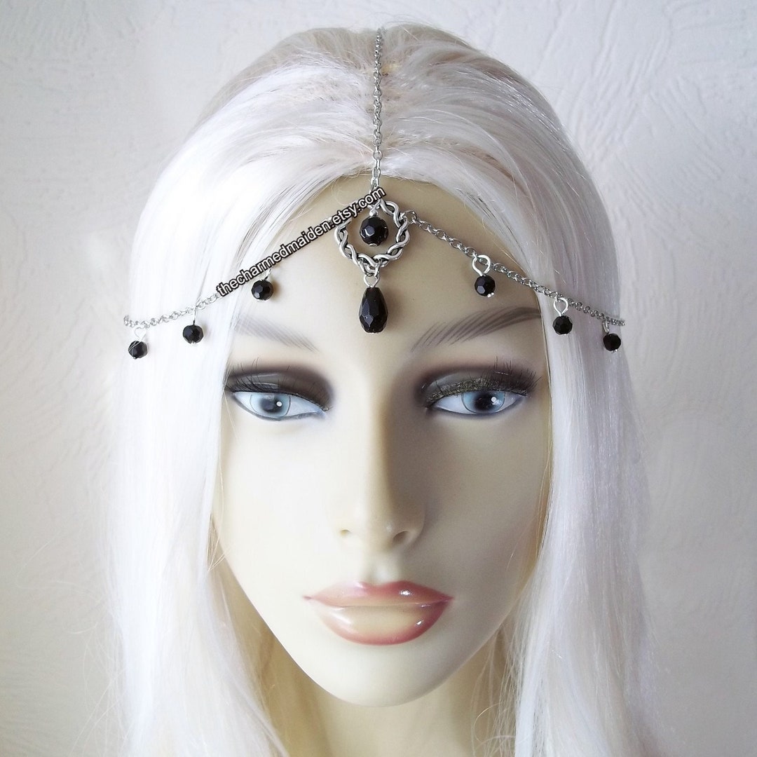 Boho Goth Head Chain Bohemian Beaded Headpiece Gothic - Etsy