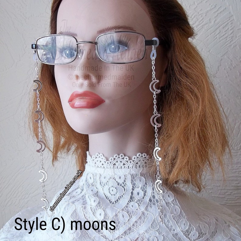 Stars & Moons Glasses Chain, Silver Plated Boho Witch Sunglasses ...