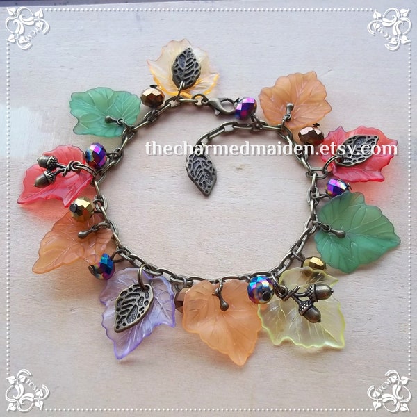 Leaf Charm Bracelet - Etsy