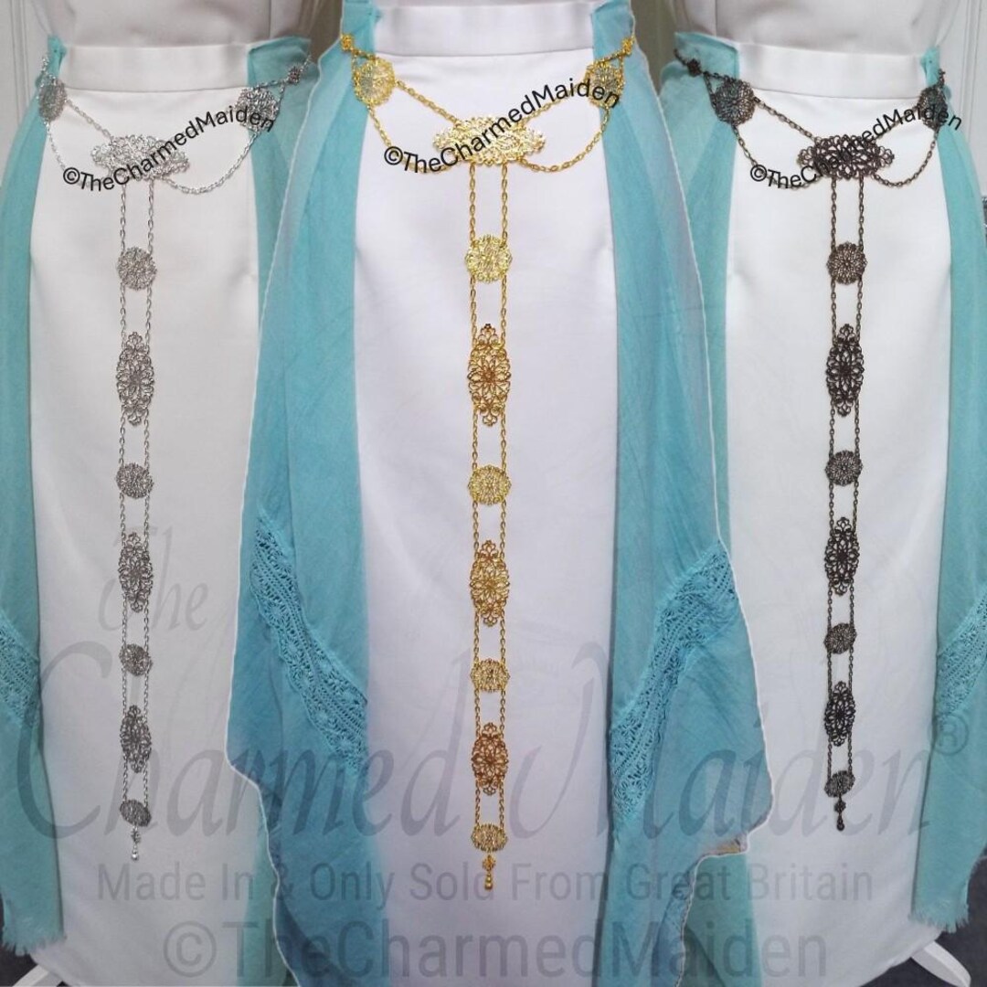 Gold Filigree Medieval Girdle, Bronze Renaissance Costume Belt, Silver ...