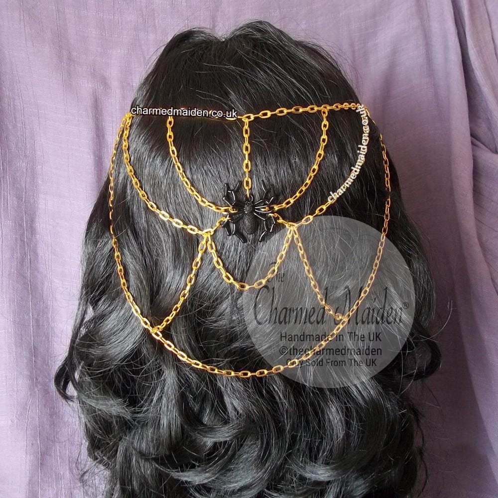 Spider Head Chain, Web Headpiece, Halloween Witch Headdress, Gothic ...