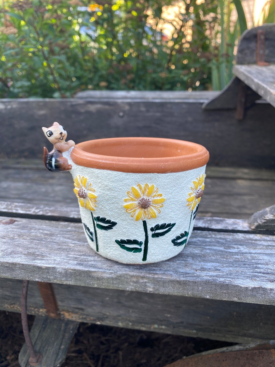 Small Mosaic Terracotta Flower Pot Succulent Planter Happy Chipmunk ...
