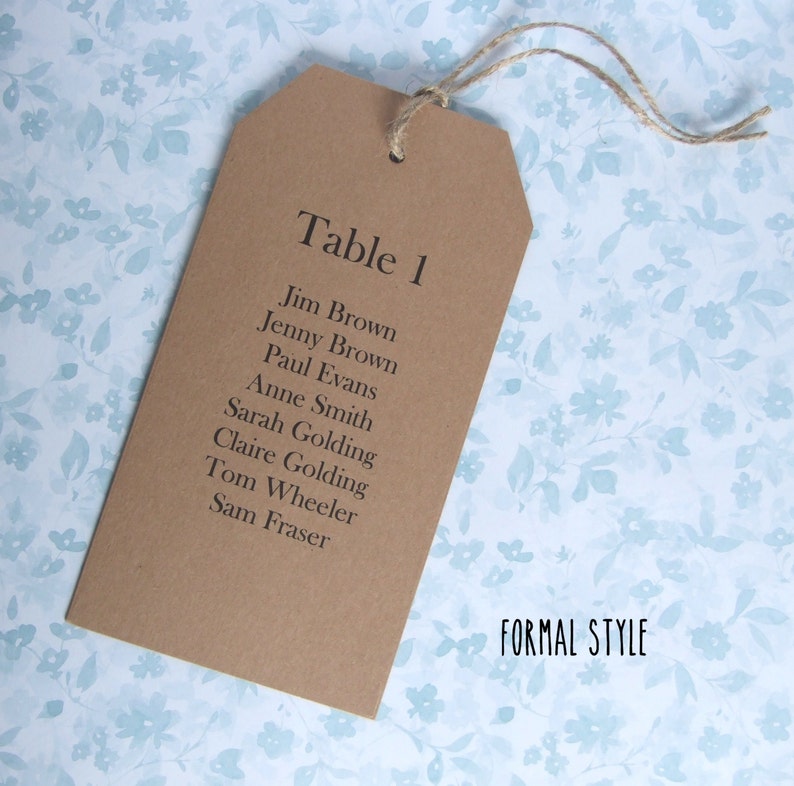 Wedding Table Plan Extra Large Luggage Tags Vintage Rustic | Etsy