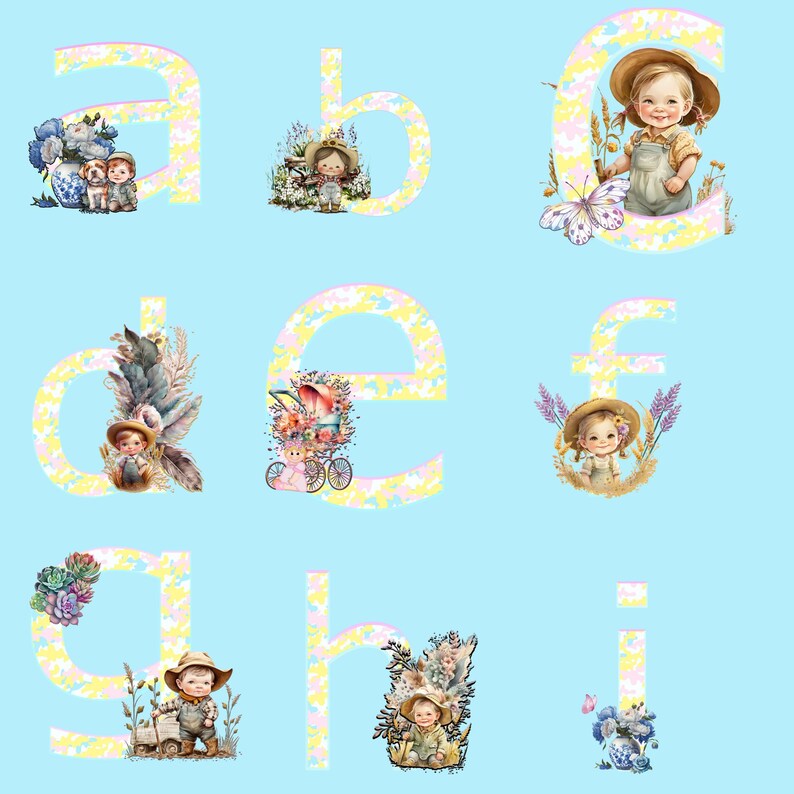 Cute Children Alphabet Digital Journaling Scrapbooking - Etsy