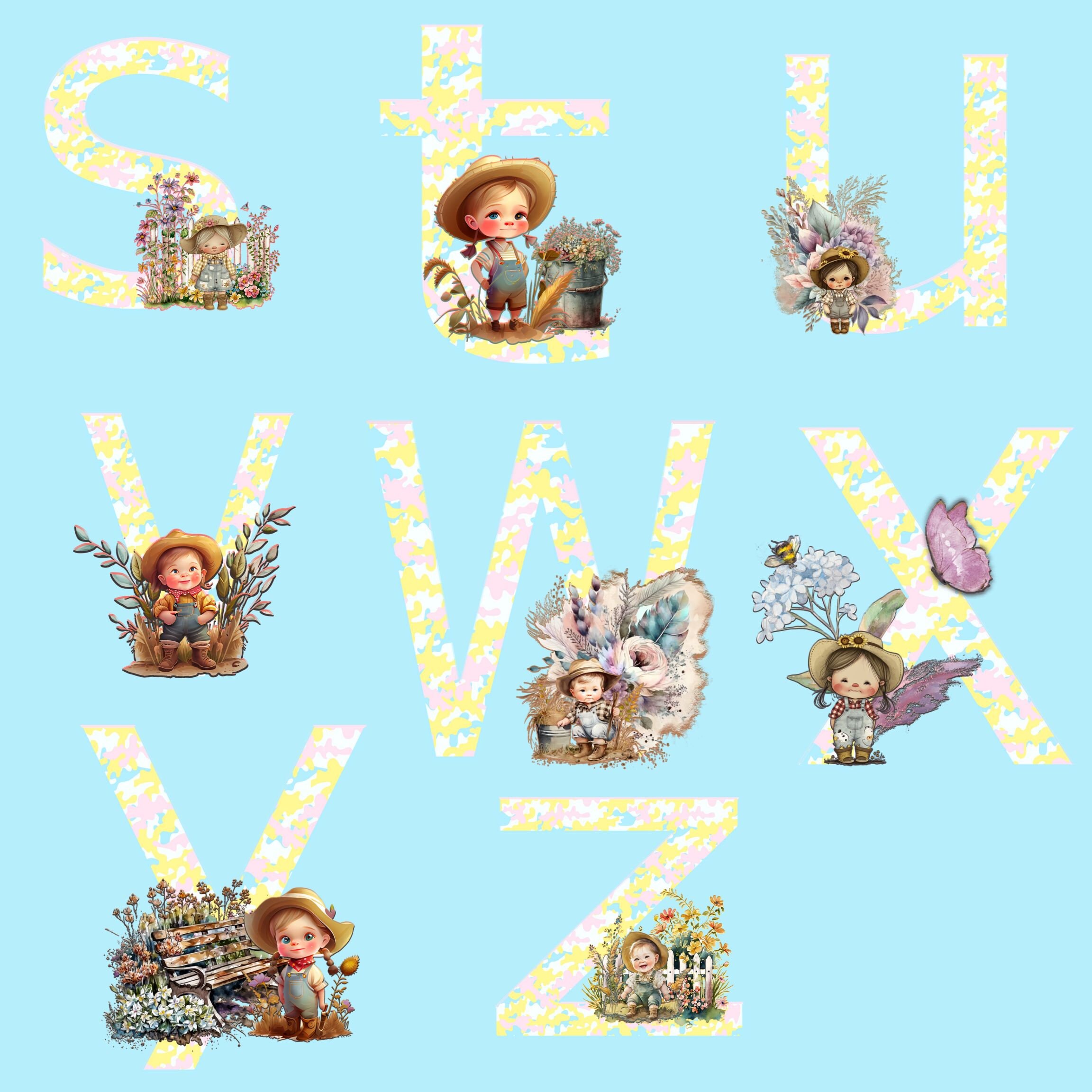 Cute Children Alphabet, Digital, Journaling, Scrapbooking, Card Making ...