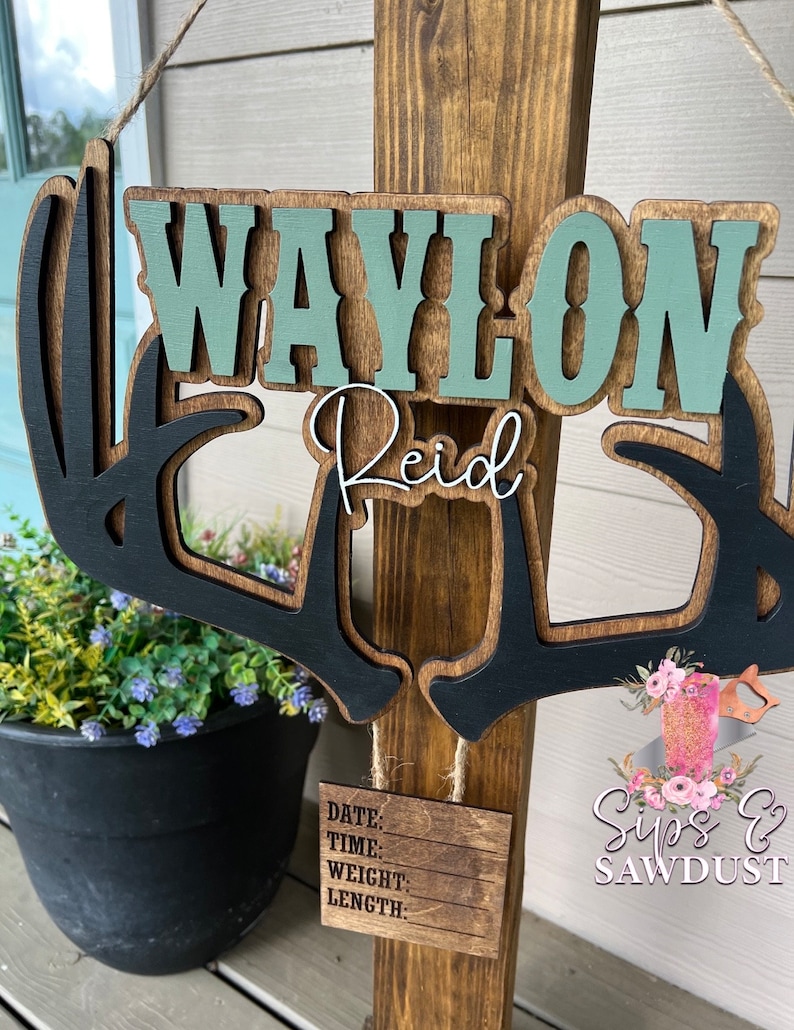 Deer Antler Baby Door Hanger, Hospital Hanger, Boys - Etsy