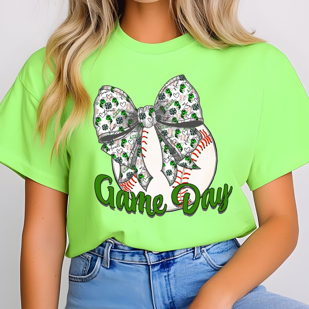 Azle Hornets Baseball and Bow JPEG PNG Sublimation DTF Digital Download ...