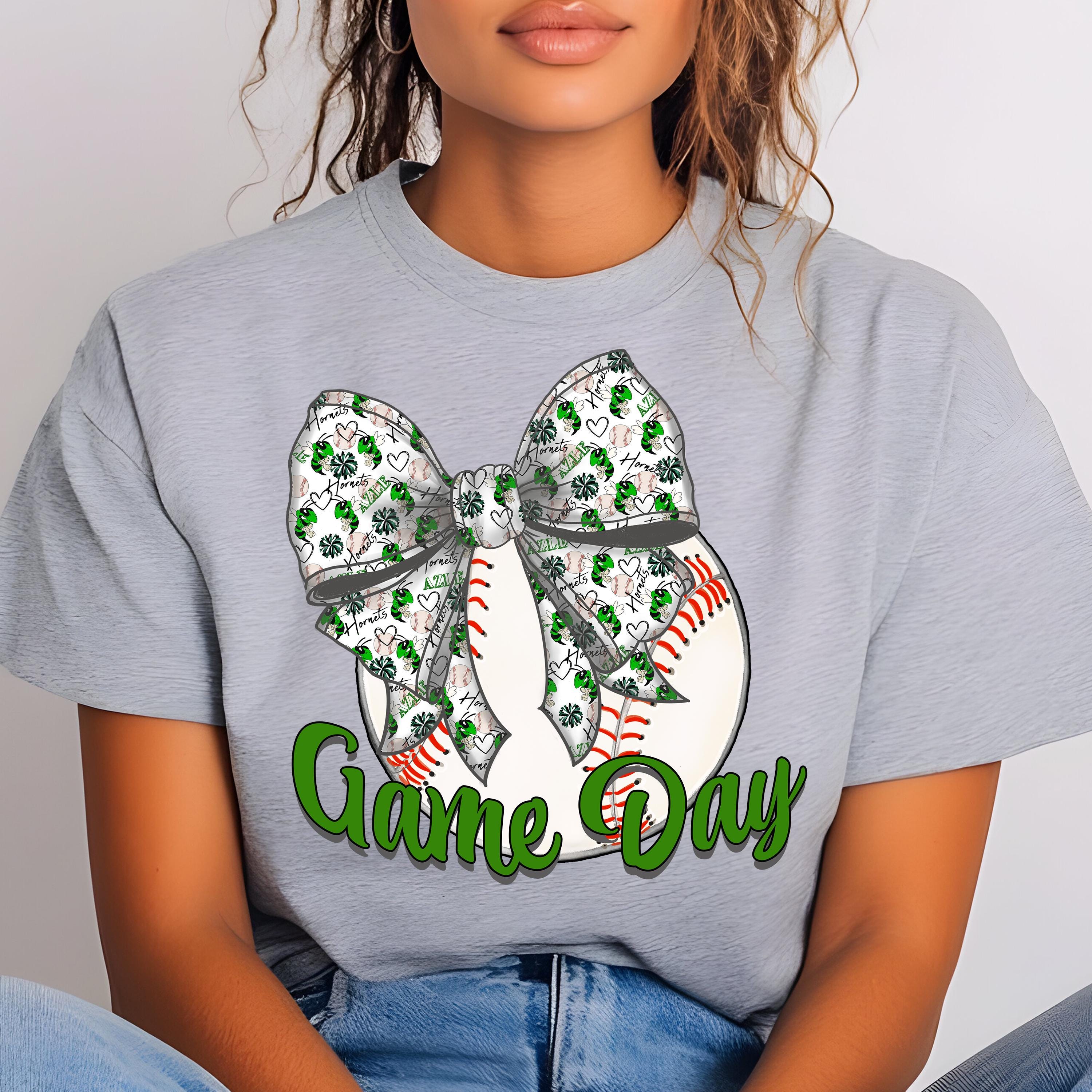 Azle Hornets Baseball and Bow JPEG PNG Sublimation DTF Digital Download ...