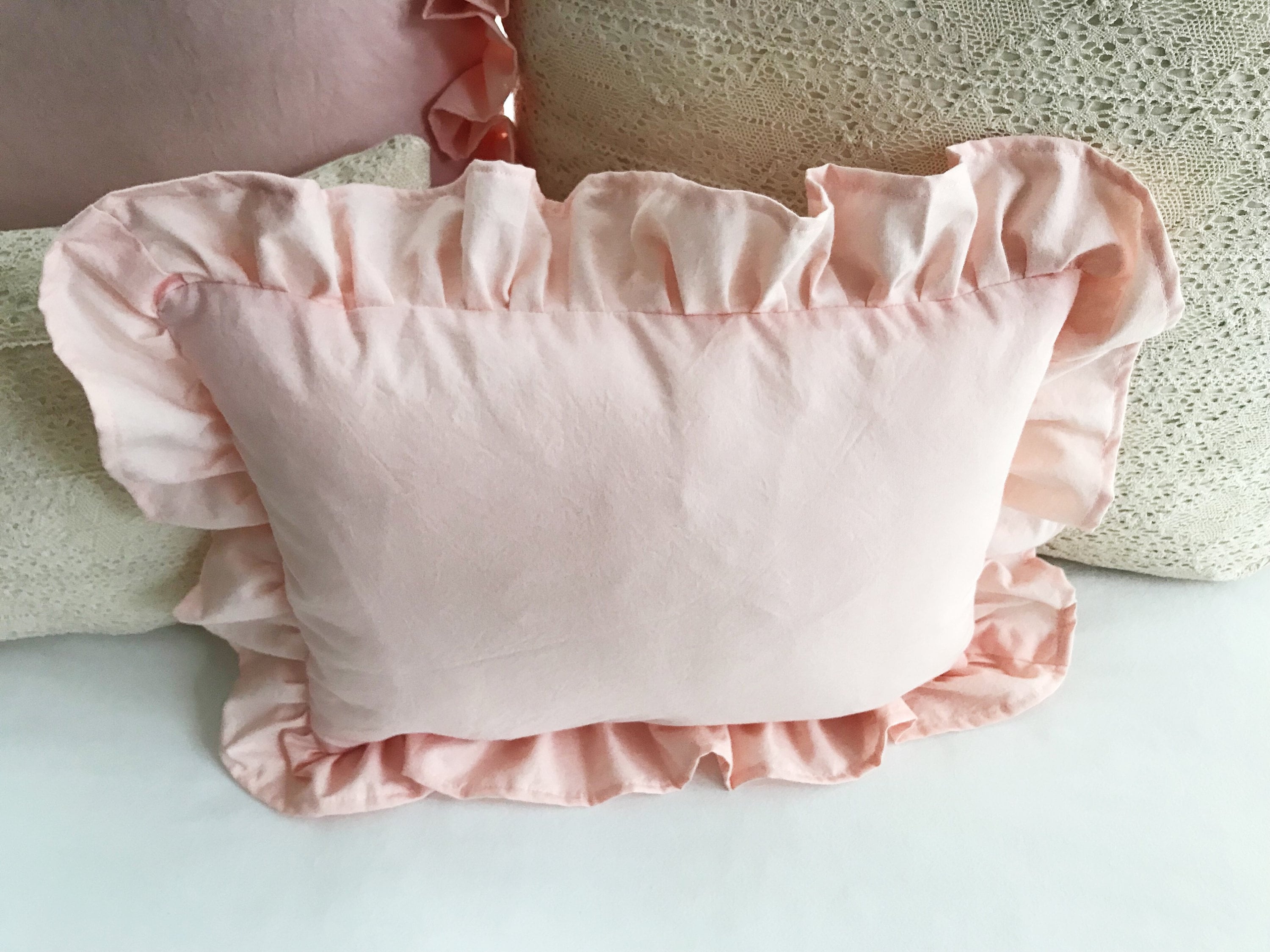 Girl Crib Pillow for Baby Bed Pink Ruffled Nursery Bedding - Etsy UK