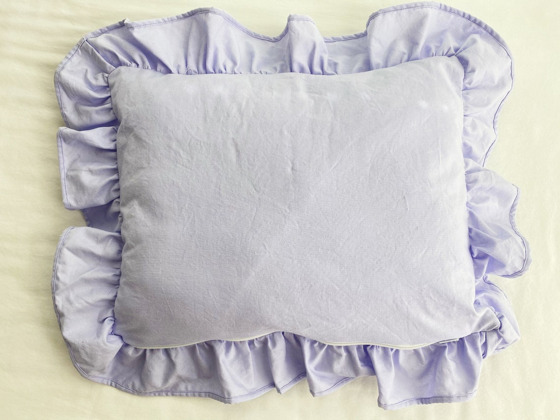 Lavender Ruffled Crib Pillow for Baby Bed, Purple Nursery Bedding, Girl ...