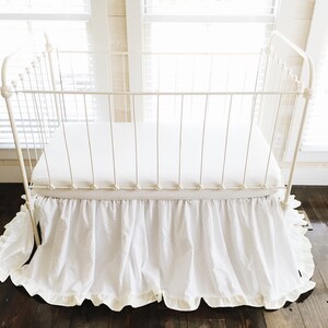 Ruffled Crib Skirt in White and Ivory, Long Crib Skirt, Neutral Crib ...