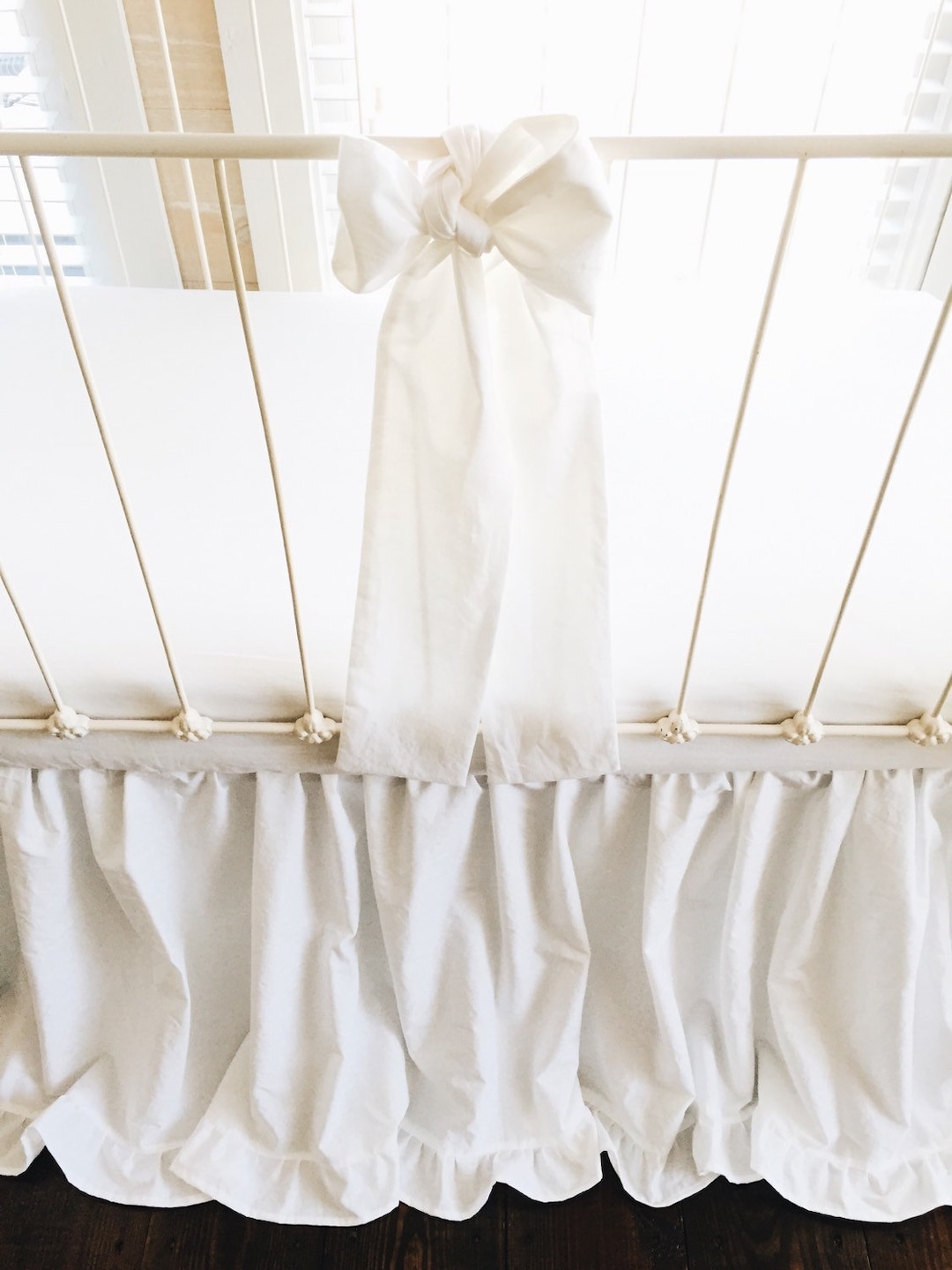 White Cotton Crib Bow: Handmade Nursery Decor, Curtain Tie Back - Etsy