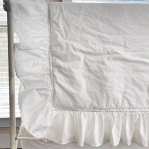 White Ruffle Handmade Baby Quilt, Crib Comforter, Baby Blanket, Nursery ...