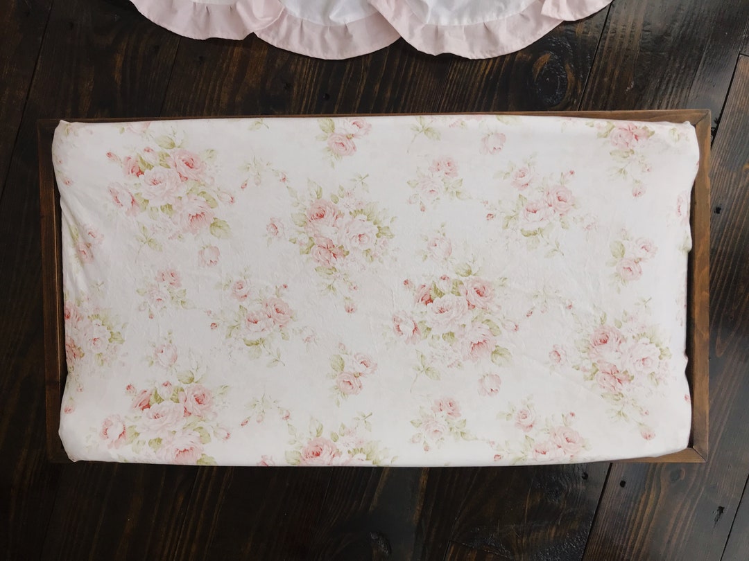 Watercolor Floral Girl Changing Pad Cover, Pink Changing Table Cover ...