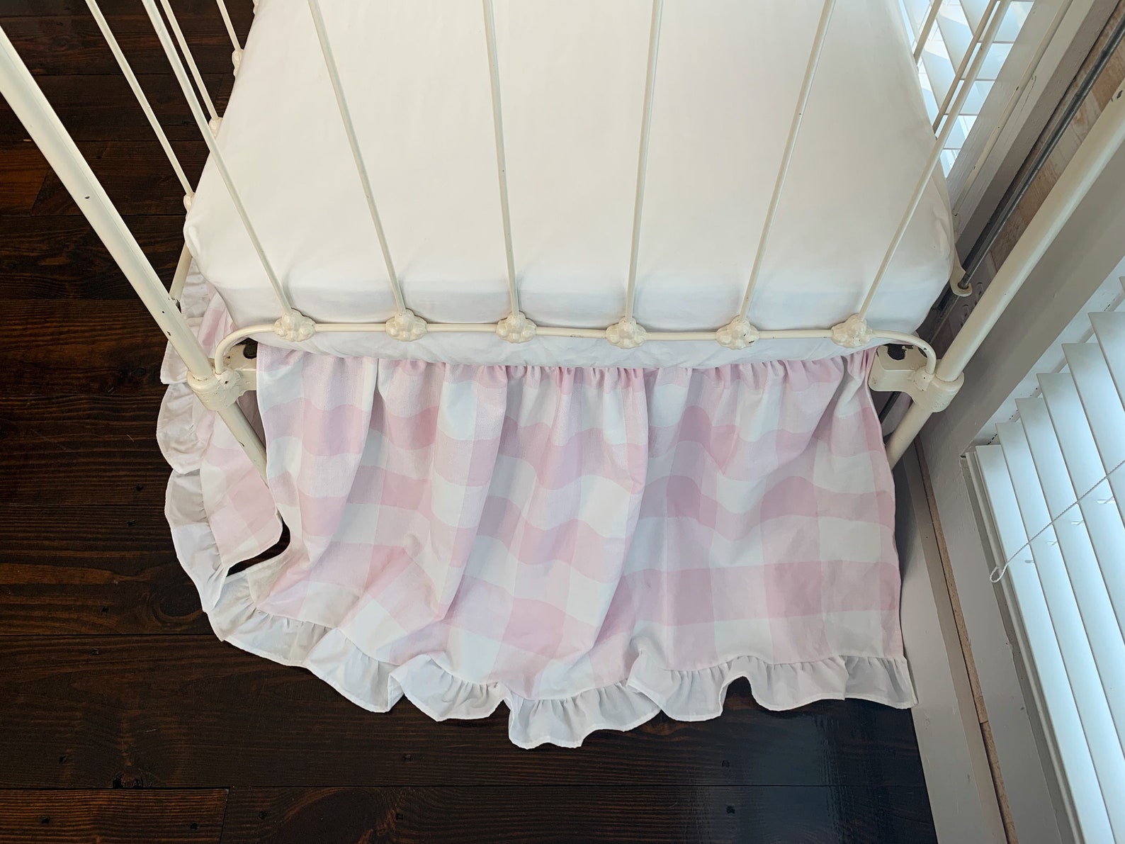 Pink Buffalo Check Ruffled Crib Skirt Baby Girl Bed Skirt - Etsy