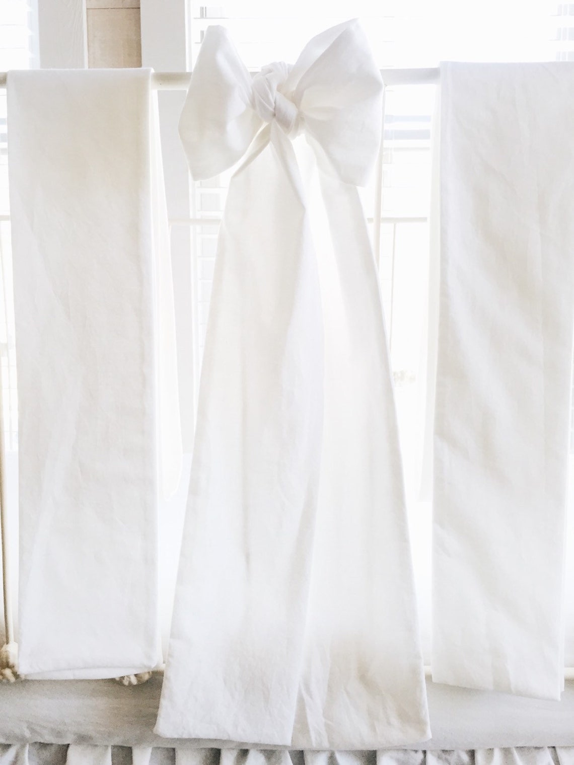 White Large Crib Bow Curtain Bows Curtain Tie Backs Curtain | Etsy