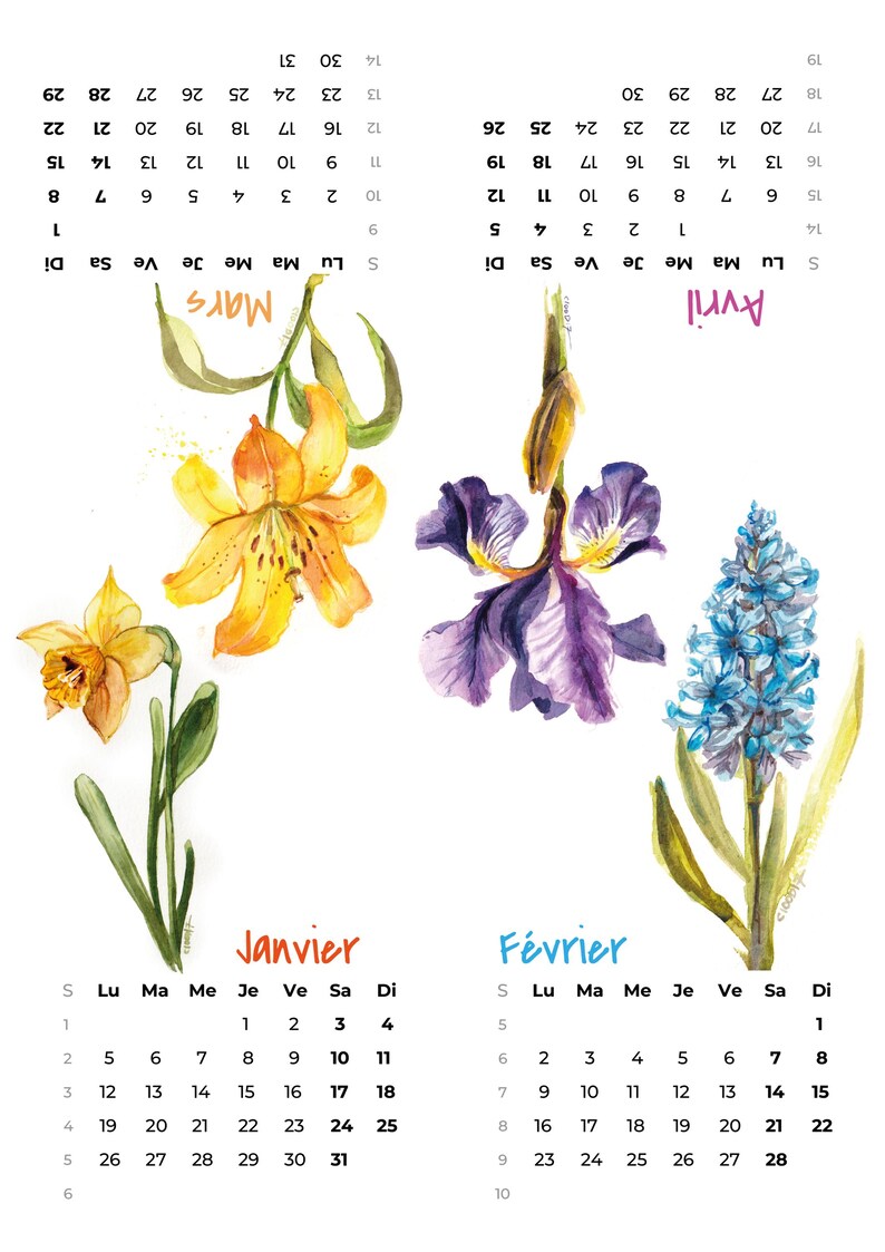 2025 Watercolor Floral Desk Calendar I Holiday Gift I Christmas Gift ...