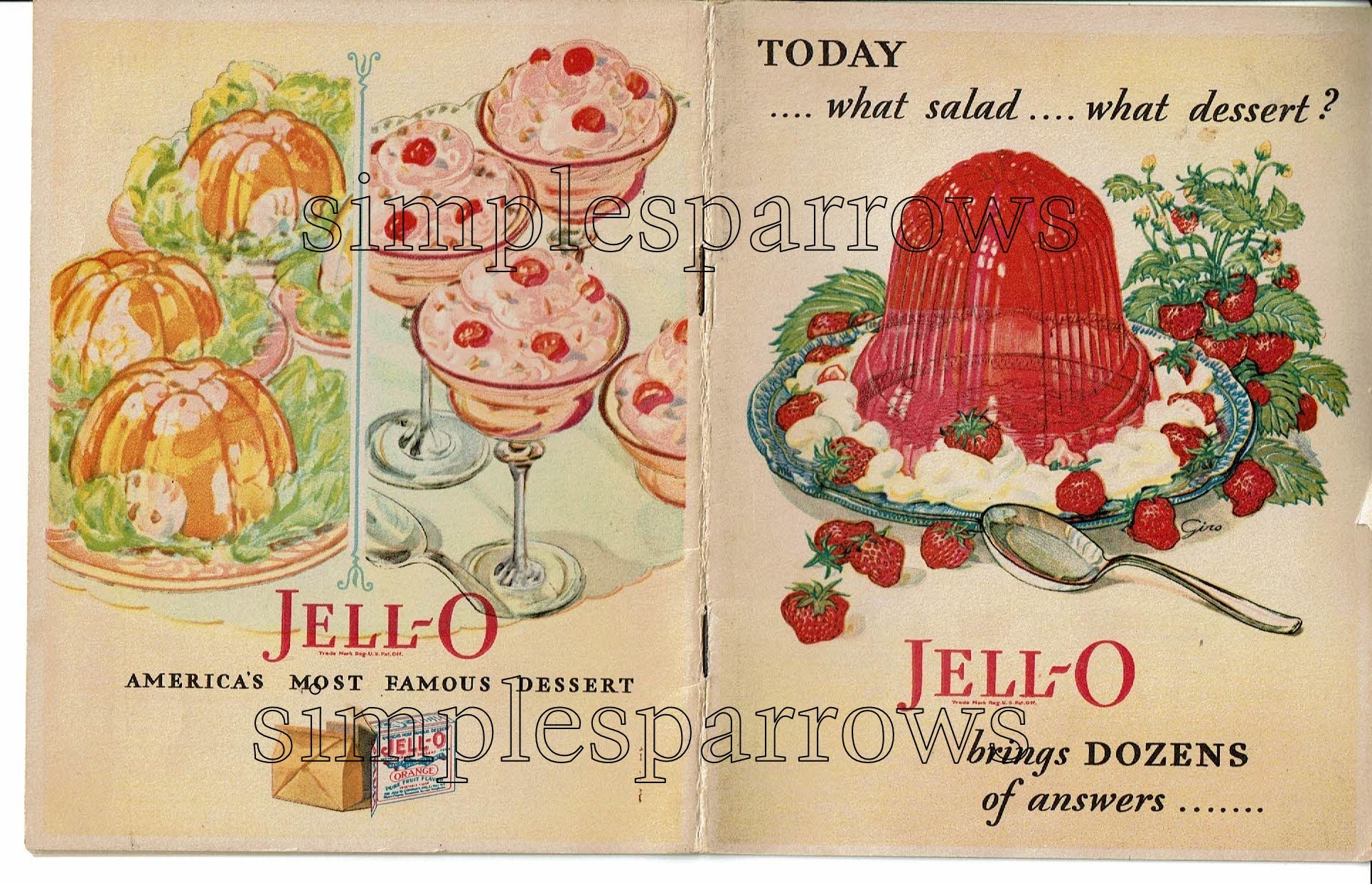 1920s Jello Recipe Booklet INSTANT DOWNLOAD Printable Vintage Cookbook ...