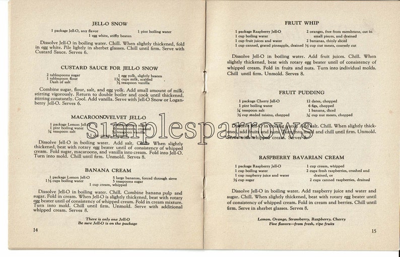 1920s Jello Recipe Booklet INSTANT DOWNLOAD Printable Vintage Cookbook ...