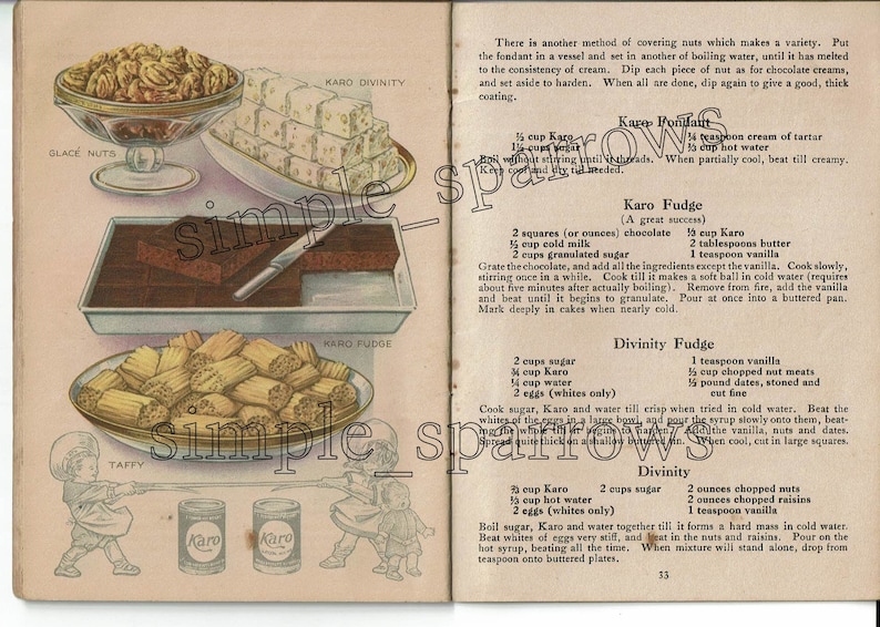 1920s Karo Syrup Recipe Booklet INSTANT DOWNLOAD Vintage Cookbook - Etsy